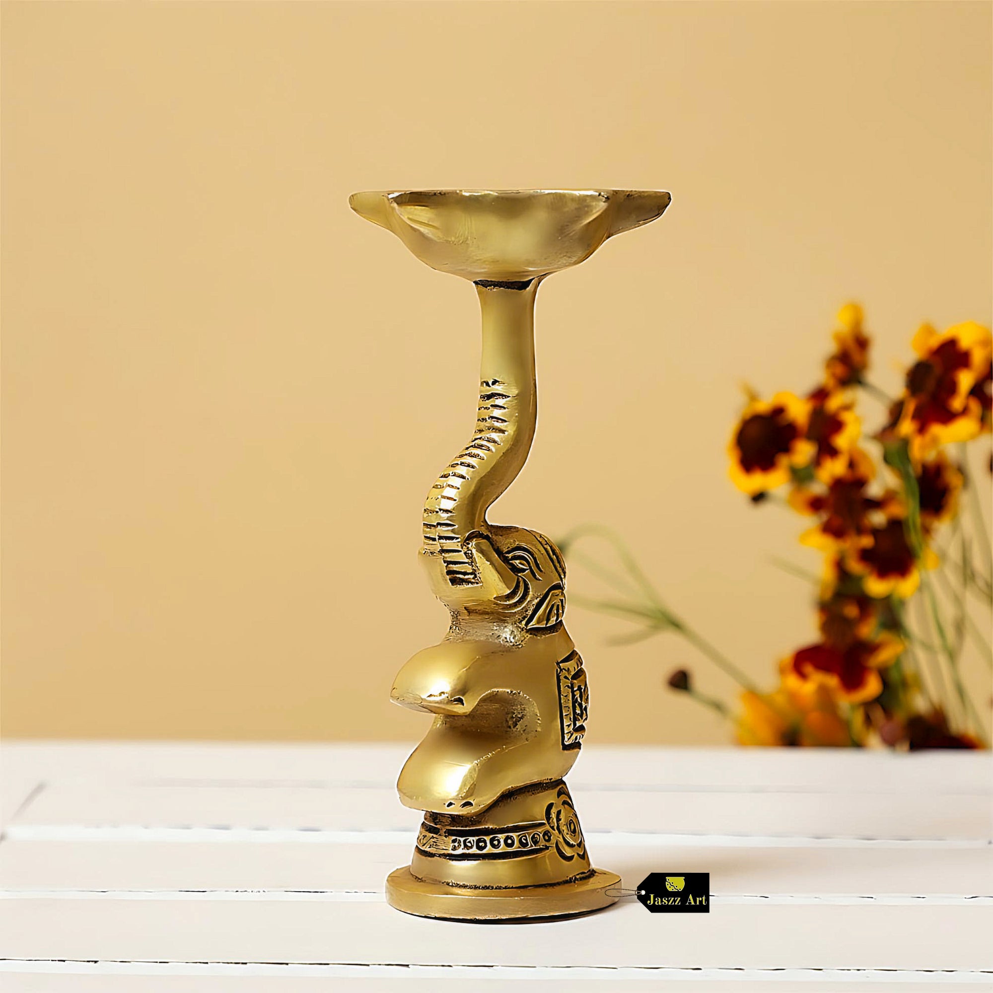Jaszz Art Brass Elephant Tall Diya